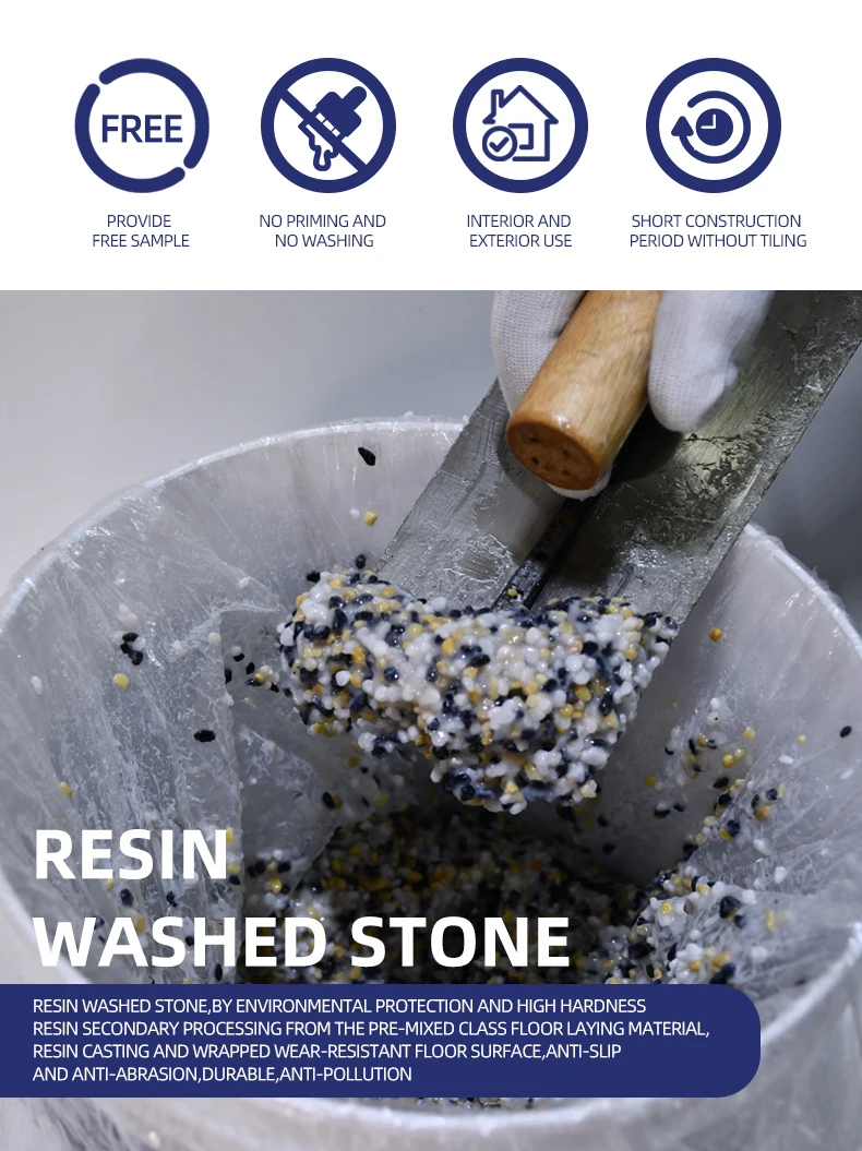 Pebble Floor Cover Concrete Patio Overlay Resin Washed Stone