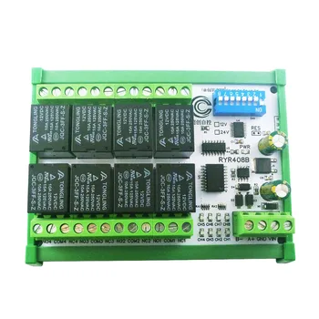 8ch Dip Switch Set Parameters Rs485 Relay Board Modbus Rtu Plc Remote Io Module Ryr408b C35 Din ...