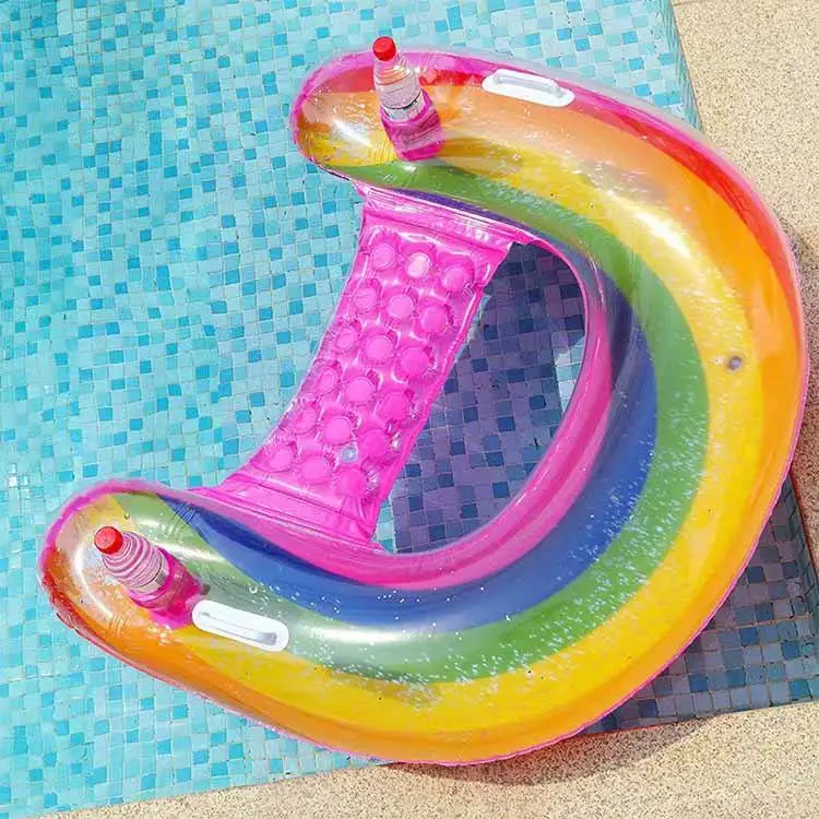 Inflatable Rainbow Pool Float Water Lounge Floating Chair Adult ...