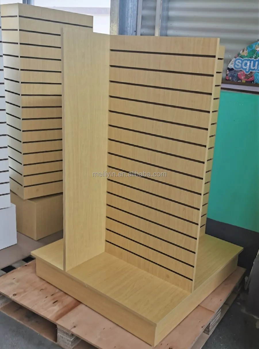 4 Sided Slatwall Display Stand - Durable Wood Fittings