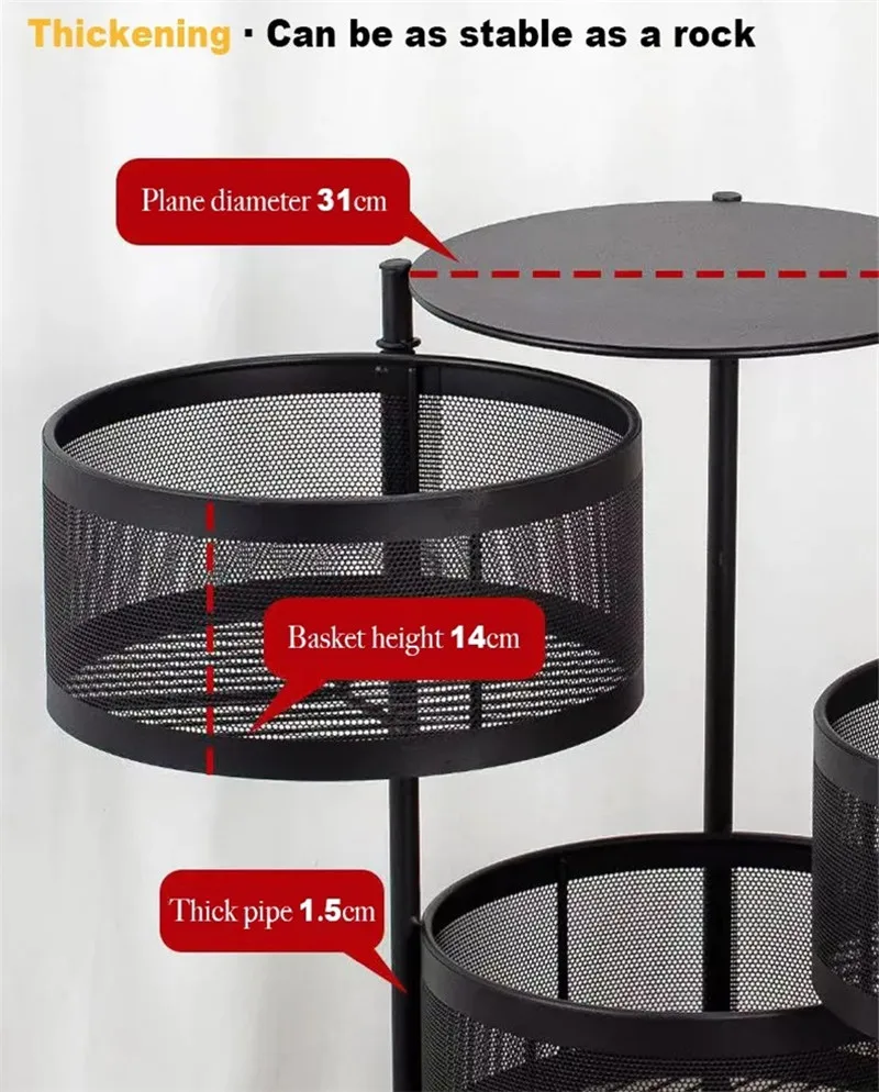 J2051 Kitchen Rotating Storage Shelves Rack With 5-tier Metal Multi ...