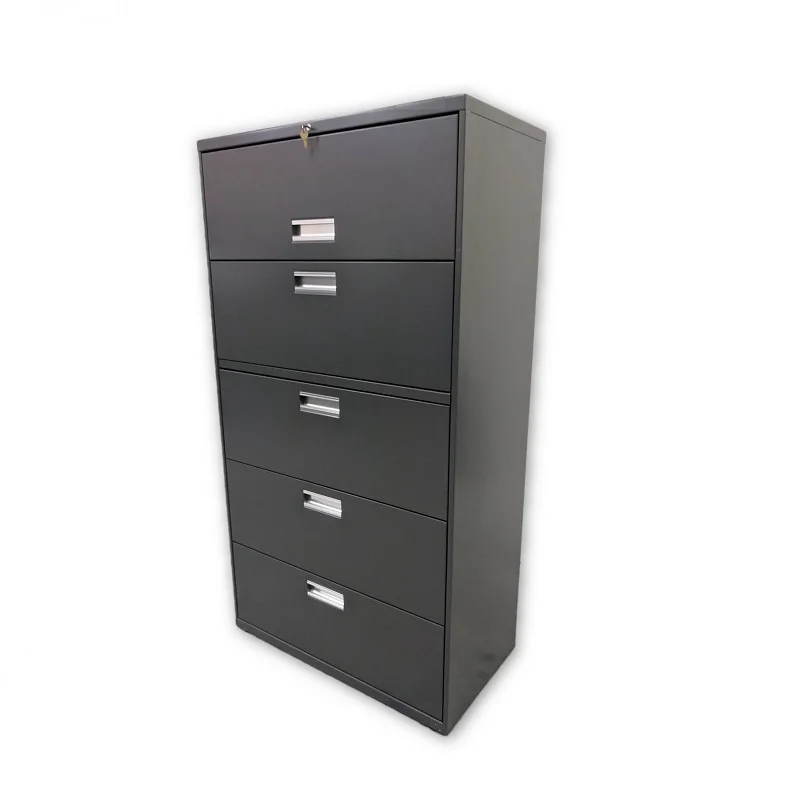 Industrial Flat Pack Metal Dark Gray Locking 5 Drawer Lateral Chart ...