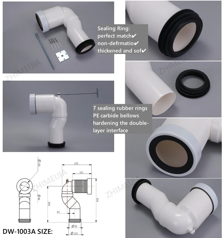 White Toilet Wc Pan Soil Pipe Flexible Connector Pvc Drainage Pipe ...