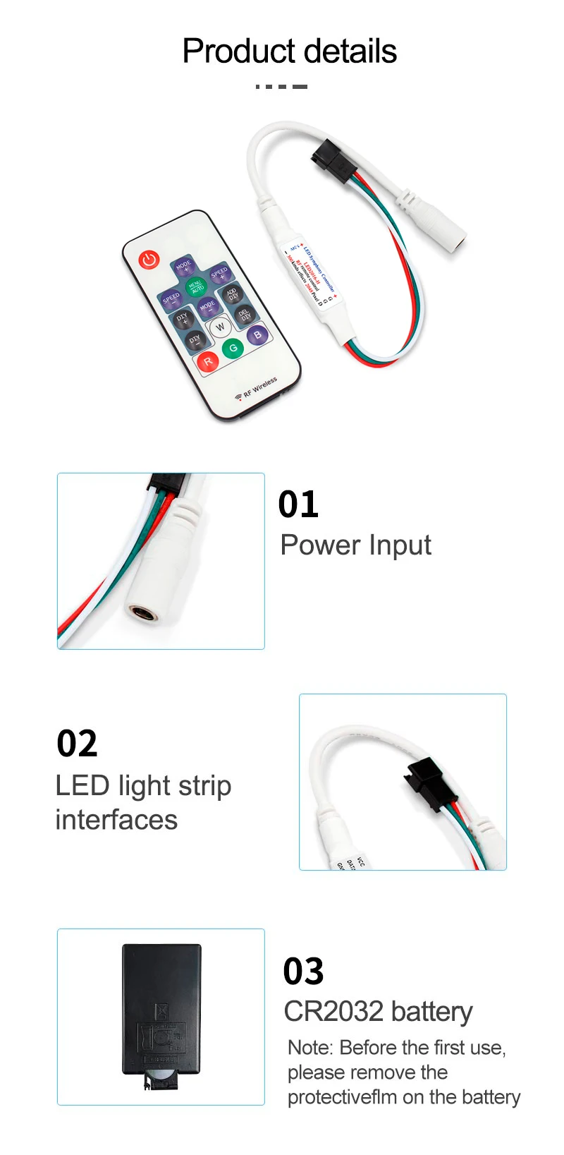 Factory Direct Dc5v 24v Dream Color Spi Mini Diy Wireless Rf 14key ...