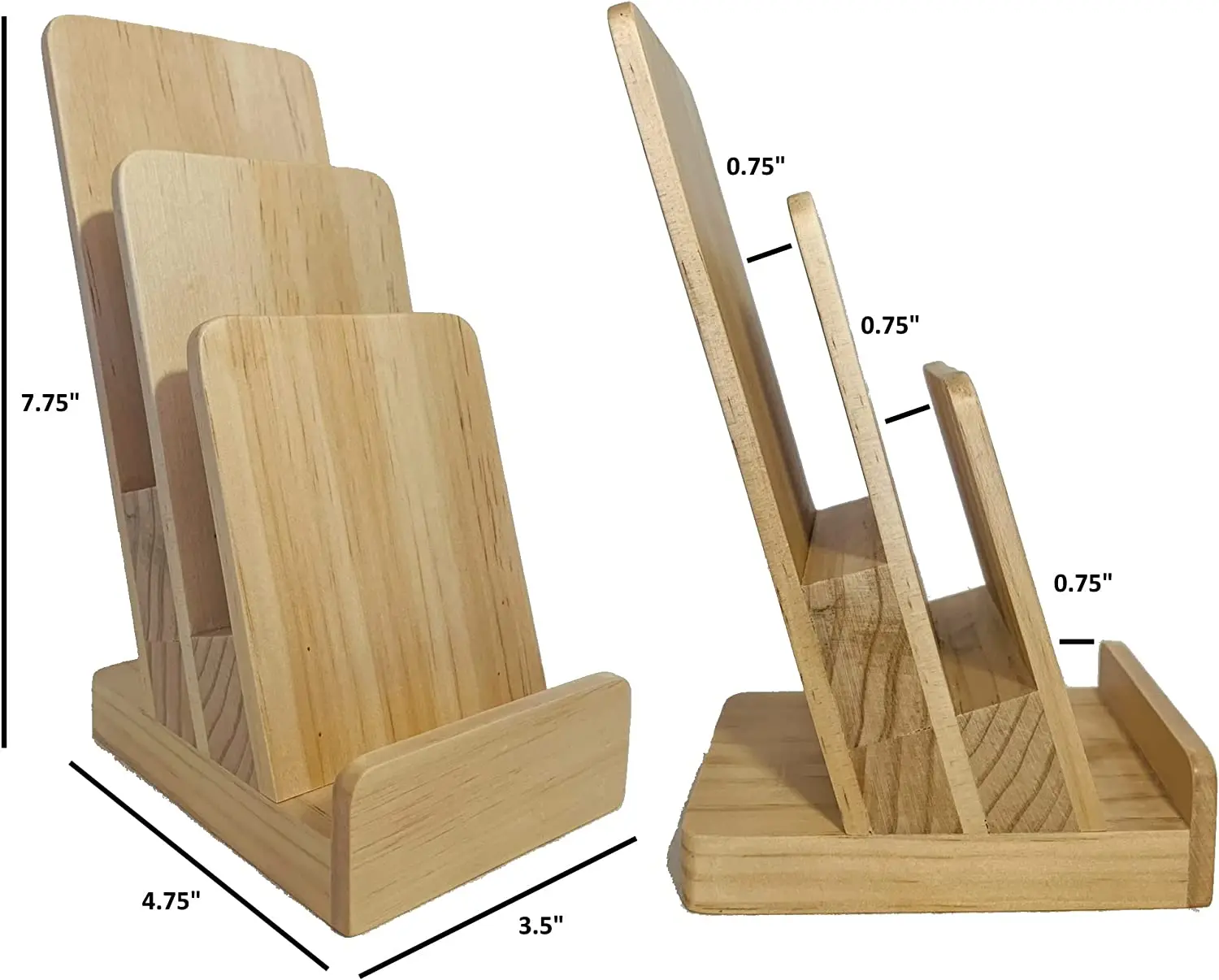Elegant 3-Tier Wood Brochure Holder - Eco-Friendly Display