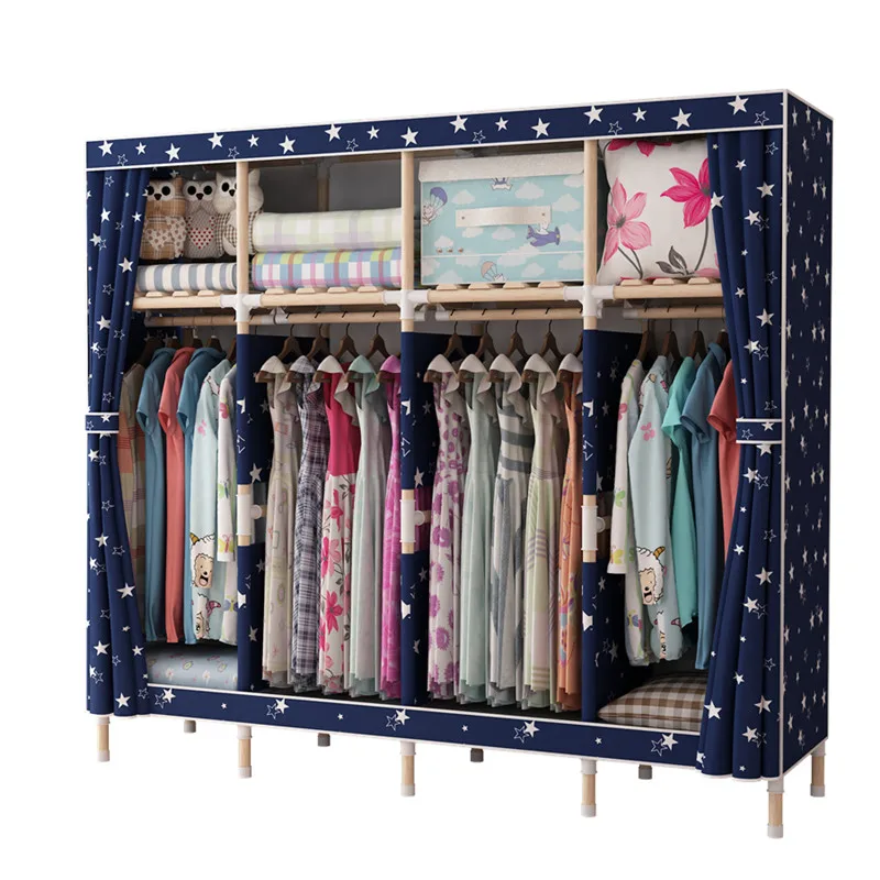 Solid Wooden Cloth Cabinet Wardrobe Fully Assembled Mobile Wardrobe ...