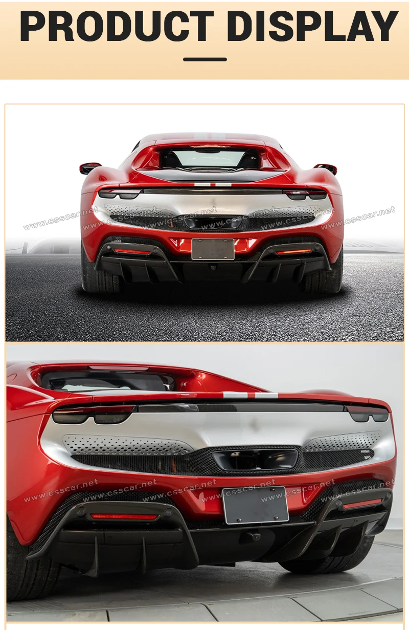 OEM Style Dry Carbon Rear Diffuser for Ferrari 296 GTB Rear Lip Chin ...