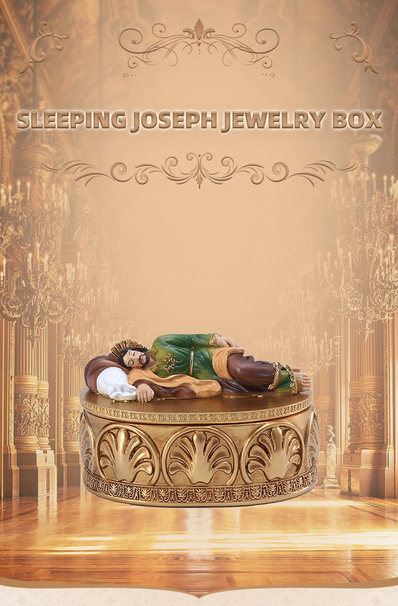 Sleeping St. Joseph Statue - Golden Rosary Box Decorative Gift