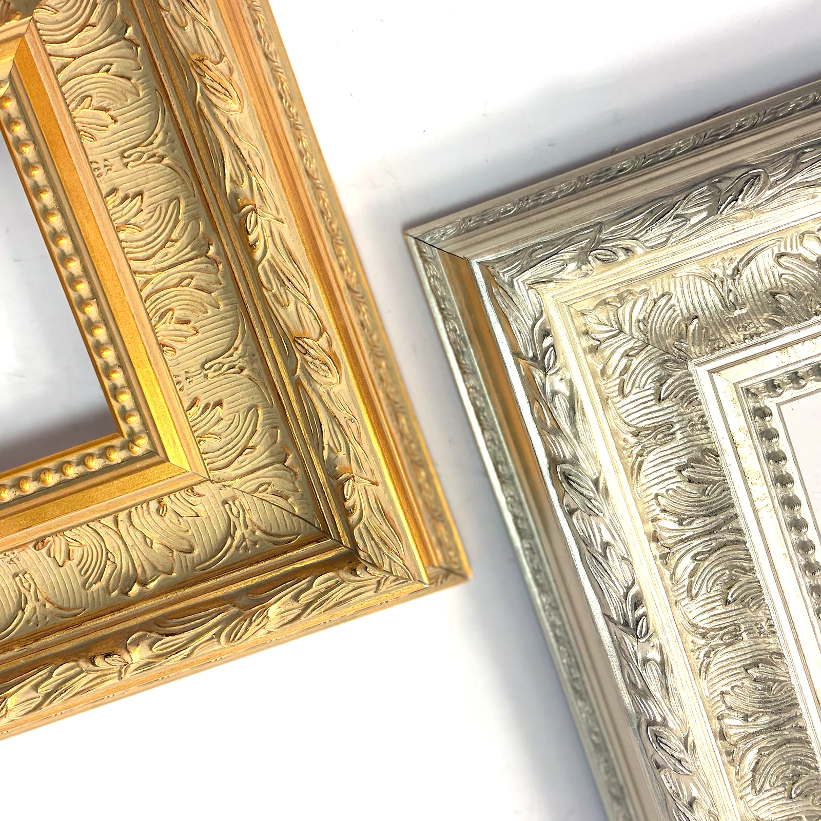 Ornate Wood Oil Painting Photo Frames - Handmade Gold Foil