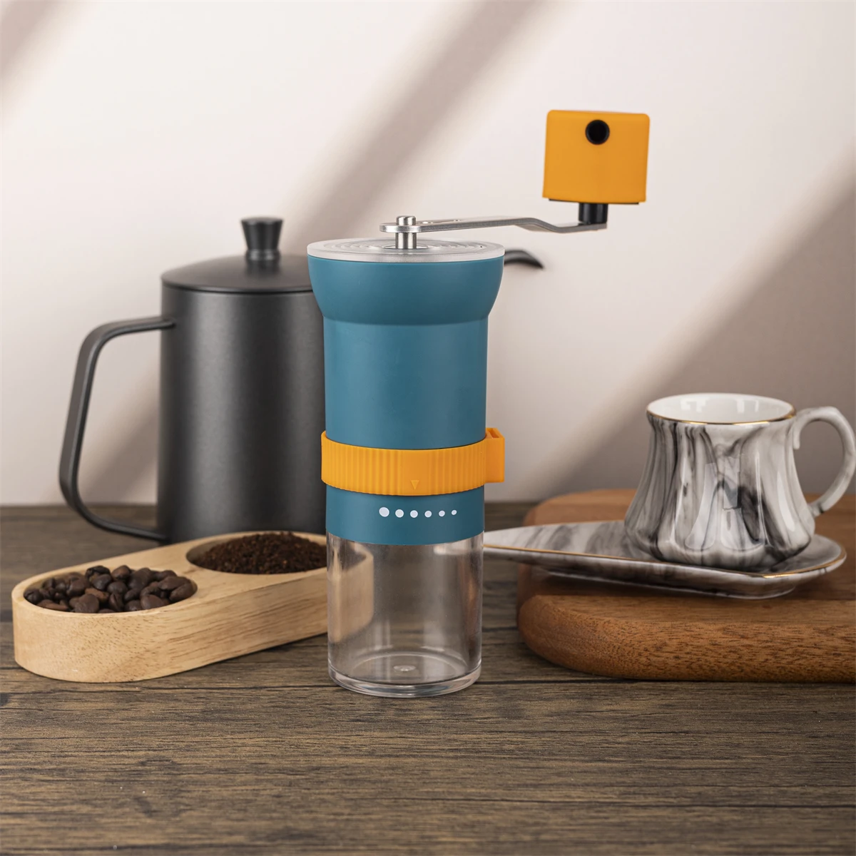 New Arrival Smart Coffee Makers In Dark Blue Portable Hand Bean Manual ...