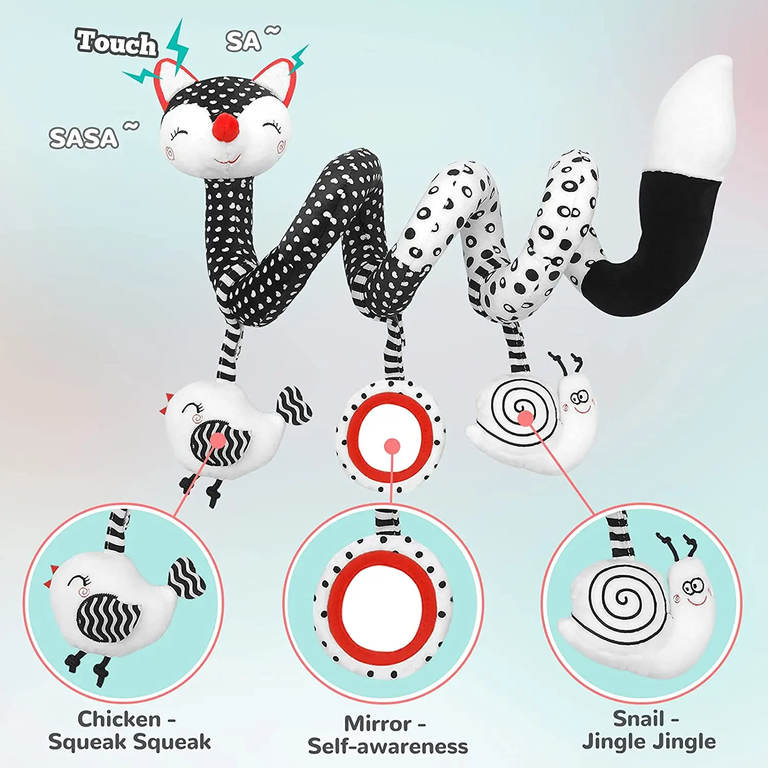 Black and White Stroller Toy - Activity & Sensory Fun