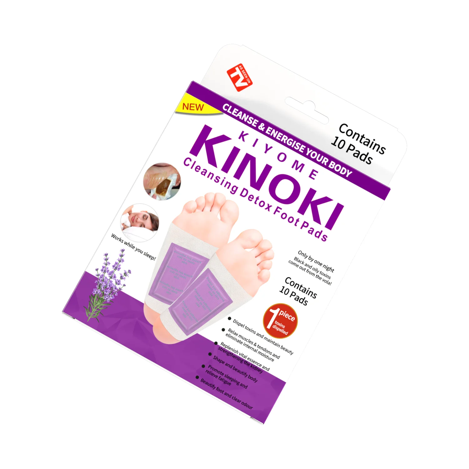 Kiyome Kinoki Lavender Foot Patches For Pain And Stress Relief & Deep ...