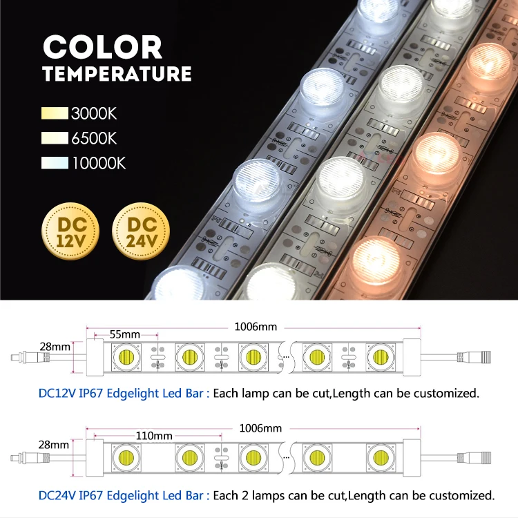 High Power 12v 24v Edge Lit Led Bar Module Strip Outdoor For Led Fabric ...