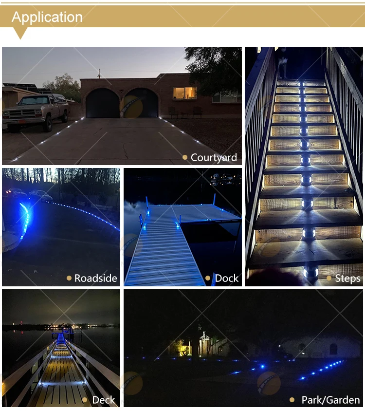 Aluminum Outdoor Garden LED Pavement Step Light Solar Deck