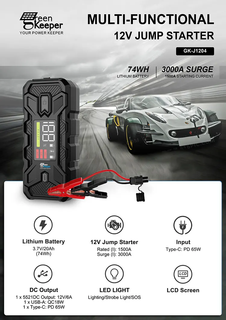 Green Keeper 3000a Fit Extreme Temperatures Best Battery Jump Starter ...