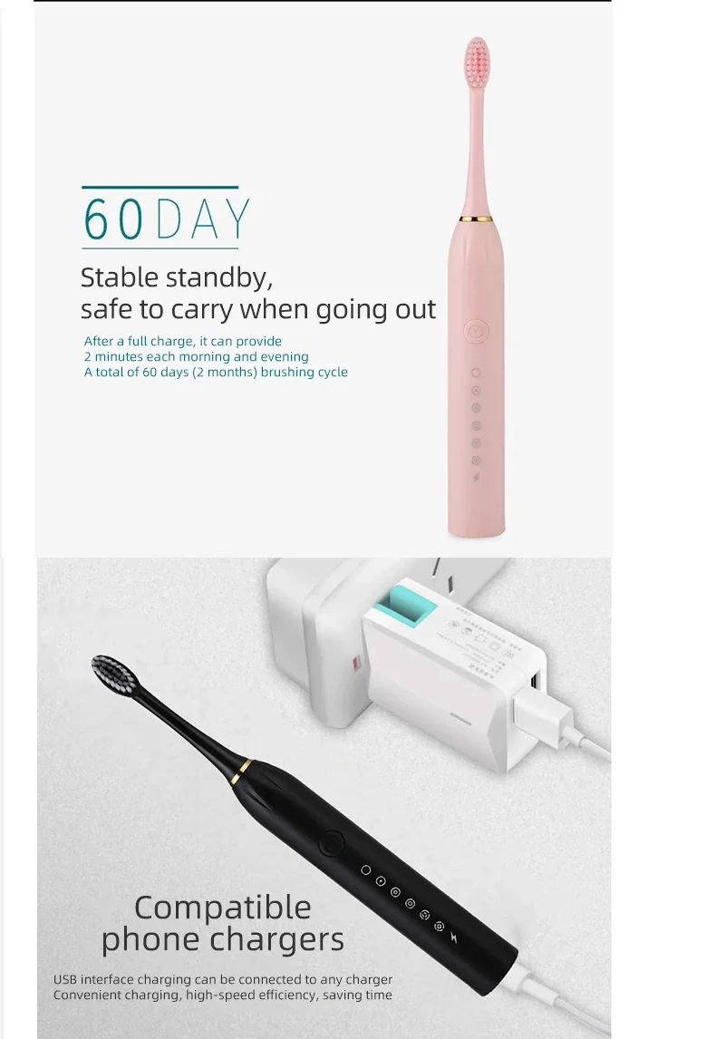 New Type Custom OEM Rechargeable Sonic Electric Toothbrush for Adults ...