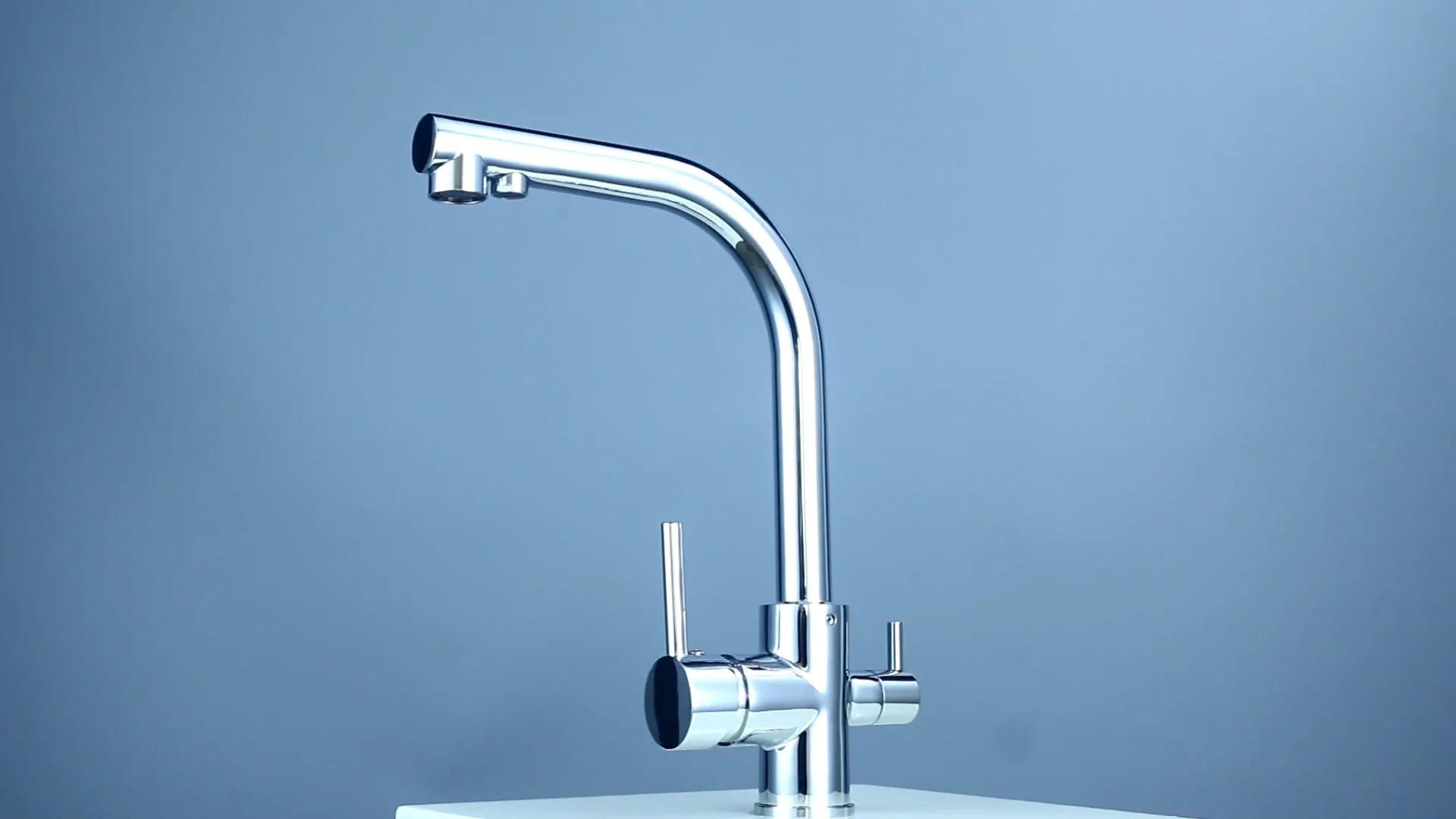 Hot Cold Filtered Brass Chrome 2 Handle Water Tap Kitchen Faucet Grifo ...