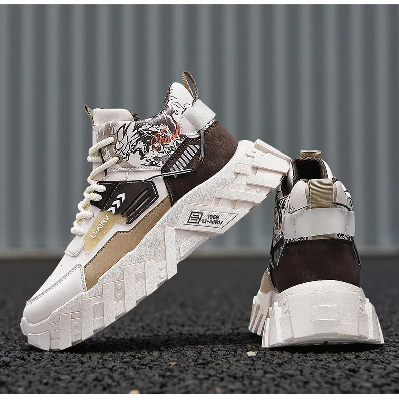 HZ Men's Shoes 2025 Autumn New Style Height-Increasing Thick-Soled Wear ...