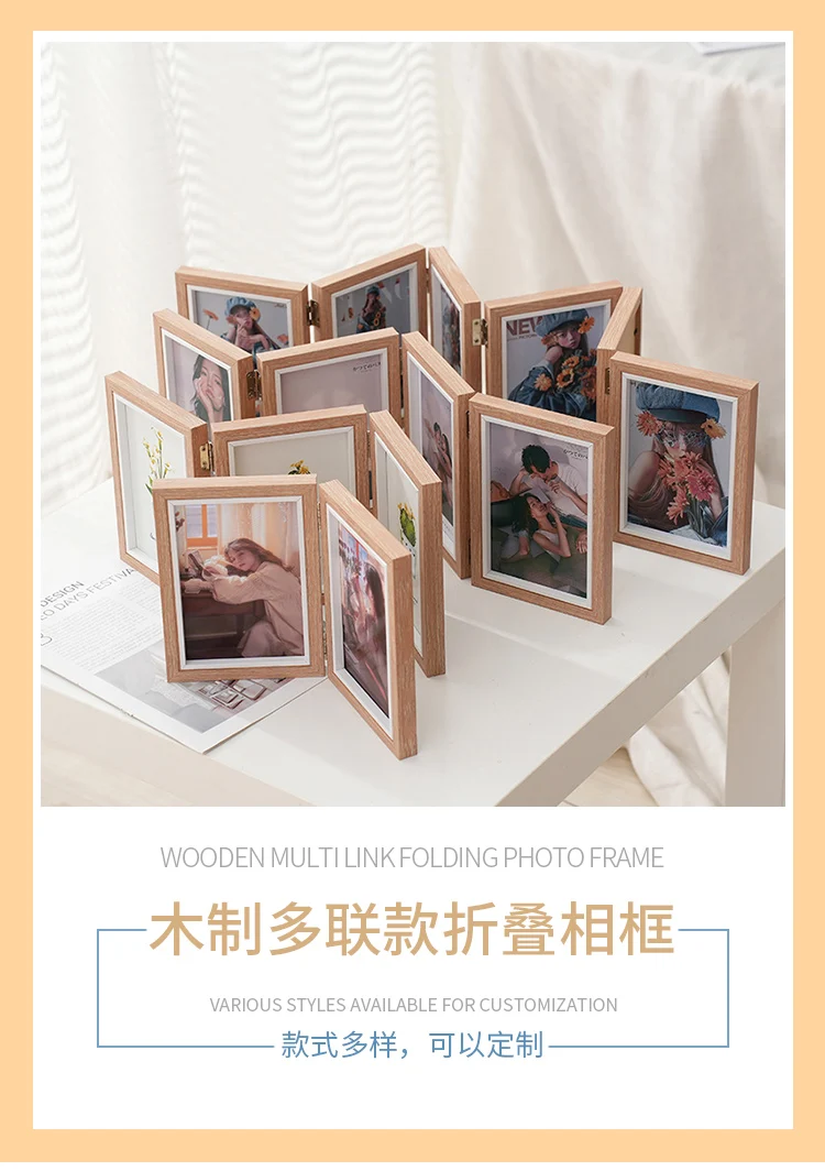 Multi-photos Collage Photo Frame Creative Multiple Folding Wooden Photo ...