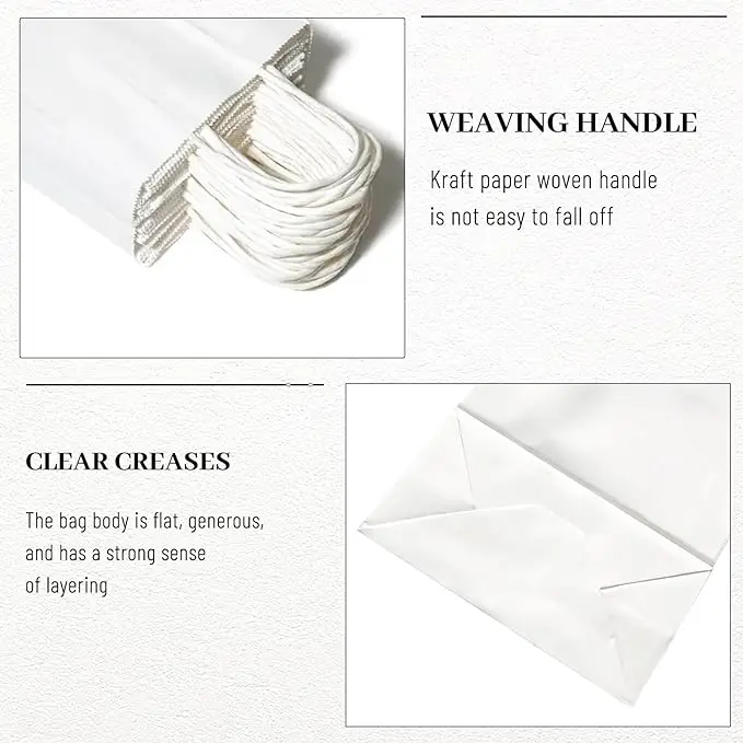 White Color Large Size Wrap Kraft Craft Paper Flat Bag For Lunch Goodie ...