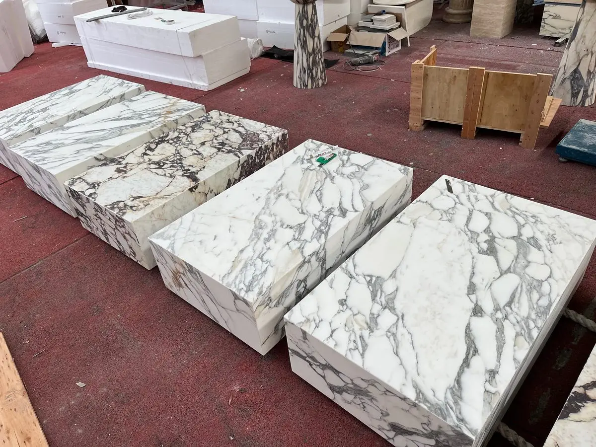 Italy Arabescato White Marble Plinth For Living Room Stand Table - Buy ...
