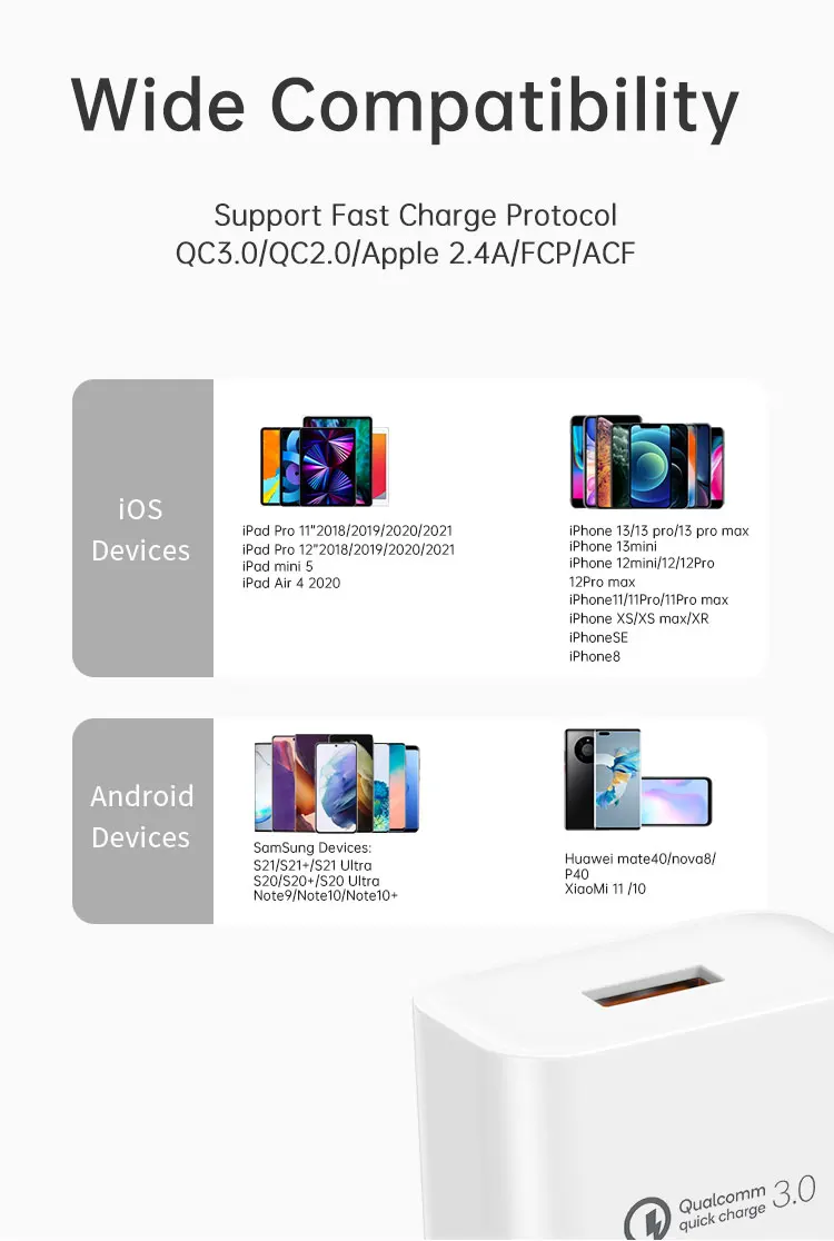 18W Qualcomm Quick Charge 3.0 Travel Wireless Charger