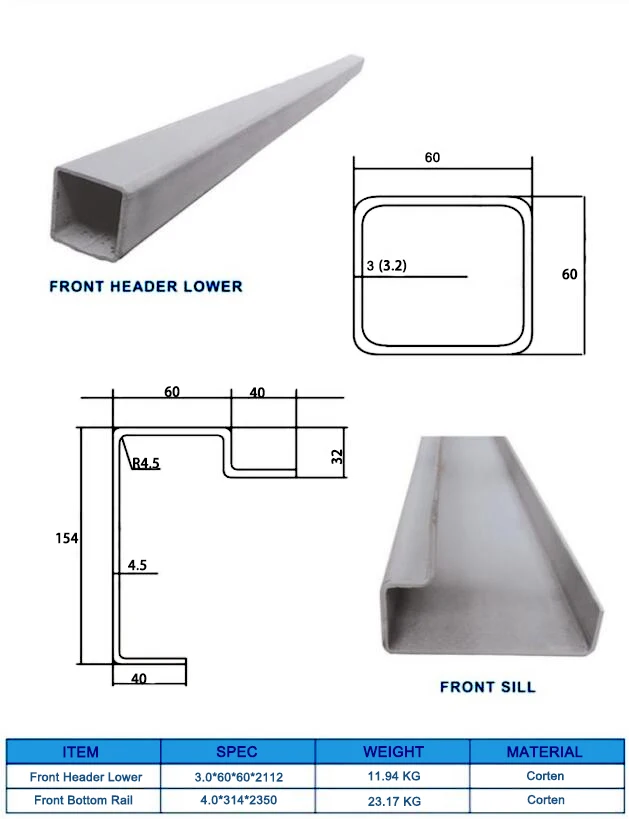 Container Parts and Accessories - Steel Shipping Container Front Sill