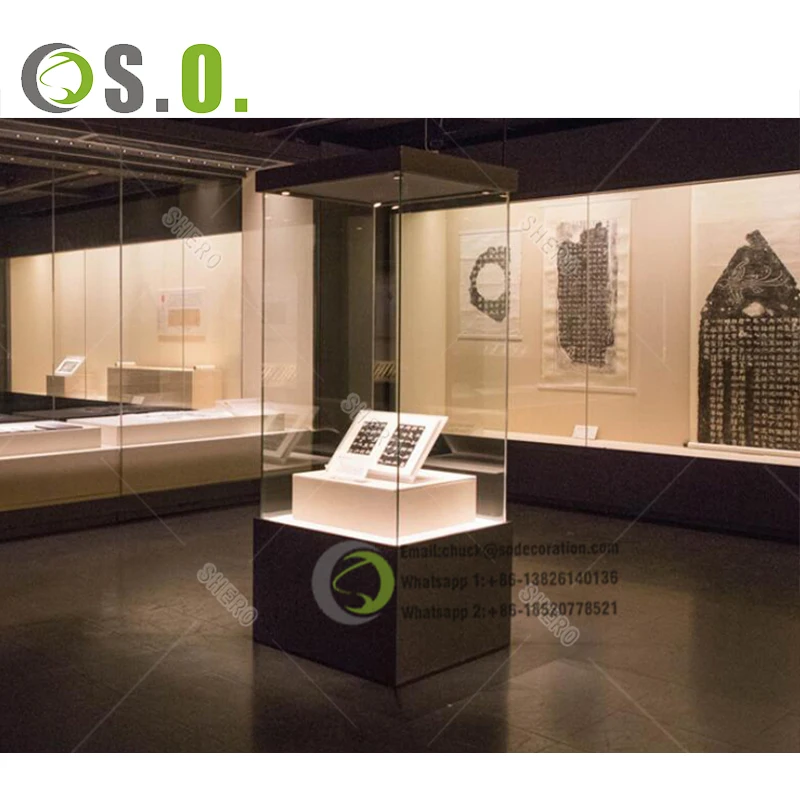 Led Lamp Museum Glass Display Cabinet Jewelry Store Wooden Frame ...