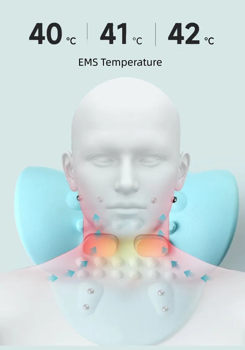 Premium Ems Cervical Neck Massager Pillow With Heated And Vibration ...
