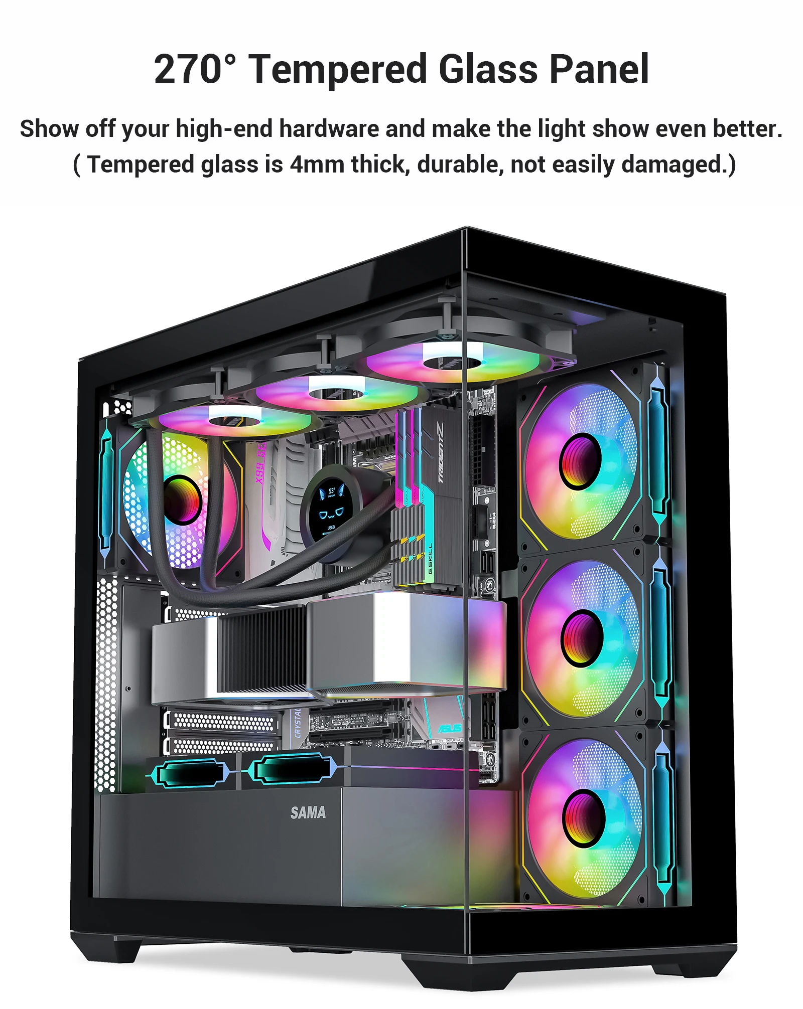 SAMA SV01 Gaming Computer Case - Tempered Glass ATX Tower