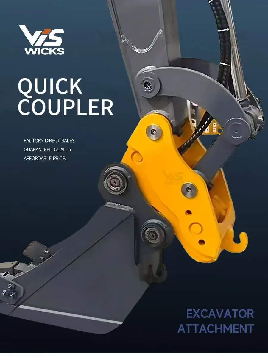 Wicks Heavy Duty Excavator Quick Coupler for 6-9 Ton Machines Yellow 1 ...