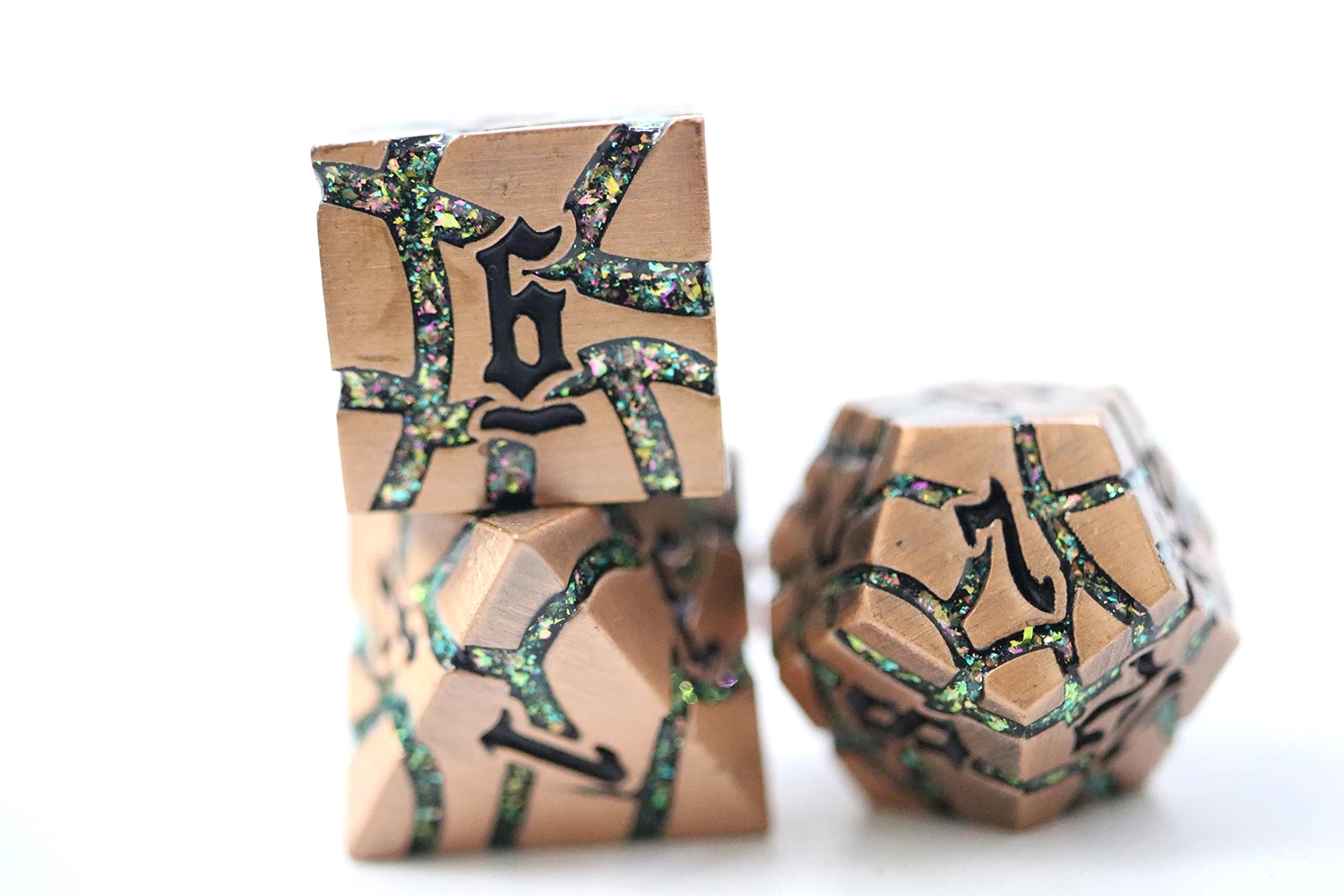 Newest Multi-colored Mica Glitter Cracked Sharp Edge Brass Metal D4-d20 ...