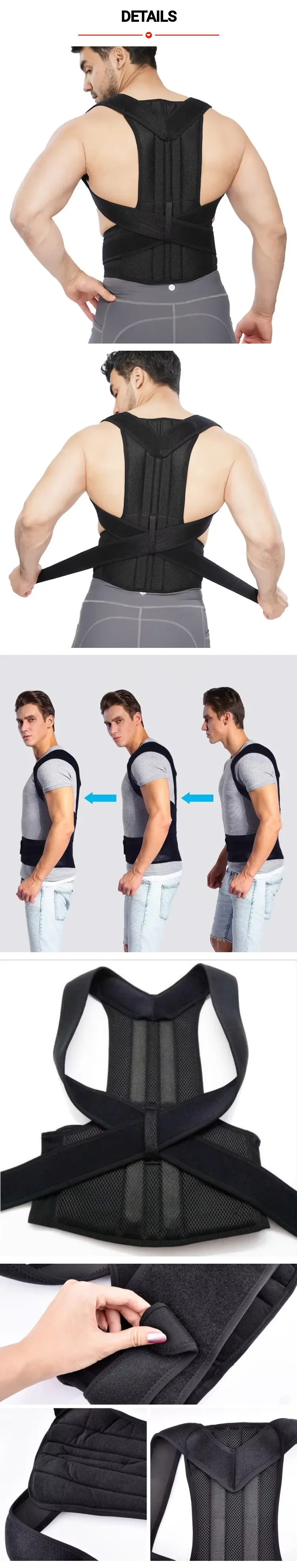 Adult Shoulder Lumbar Adjustable Back Support Strap Posture Improve ...