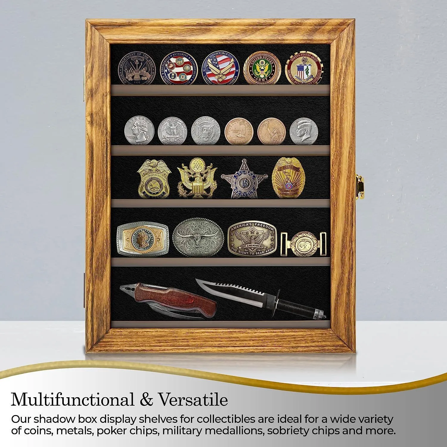 Solid Wood Medals And Badges Placement Display Frame Coin Medallion ...