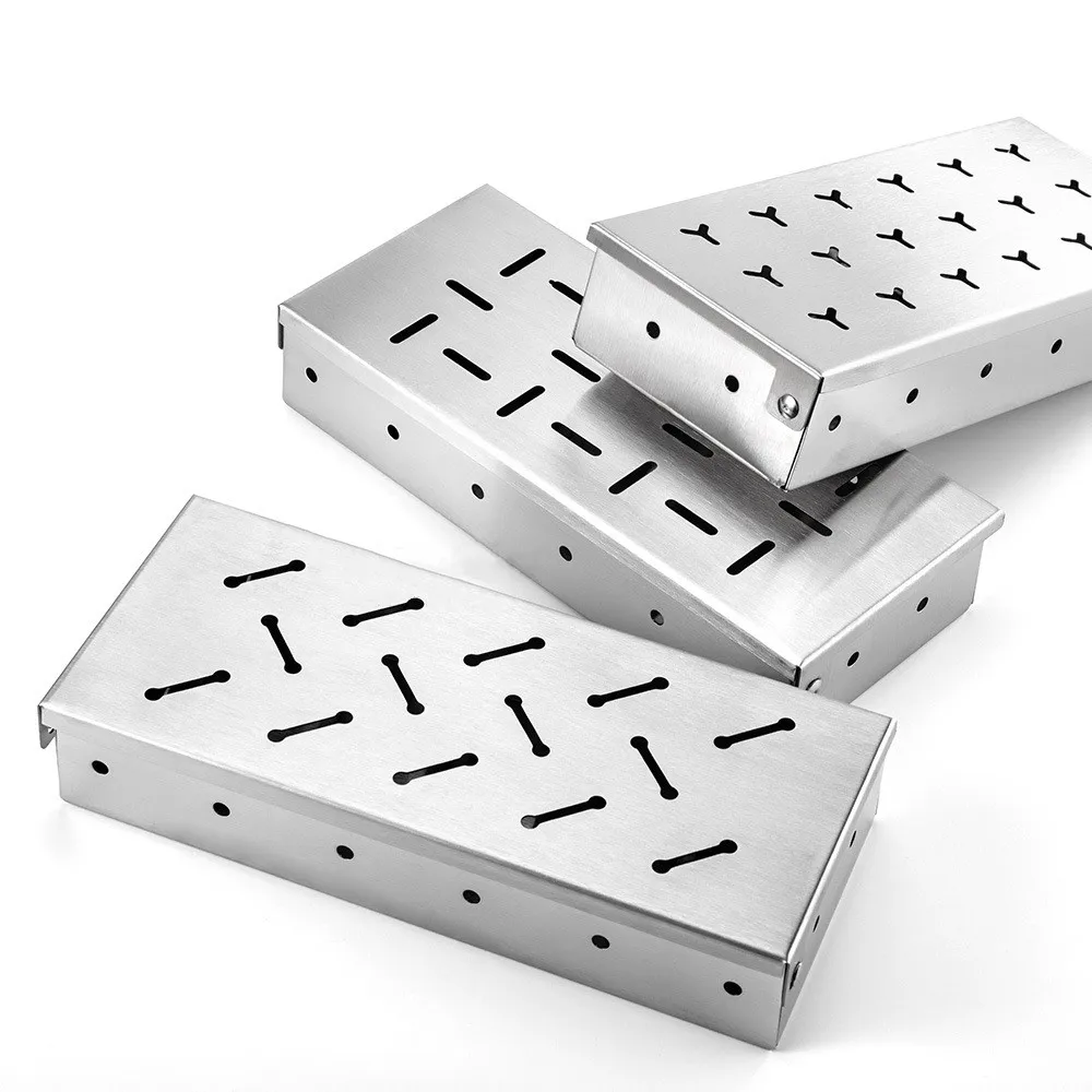 Charcoal Gas Grill Stainless Steel Smoker Box Cuboid Bbq Meat Smoker ...