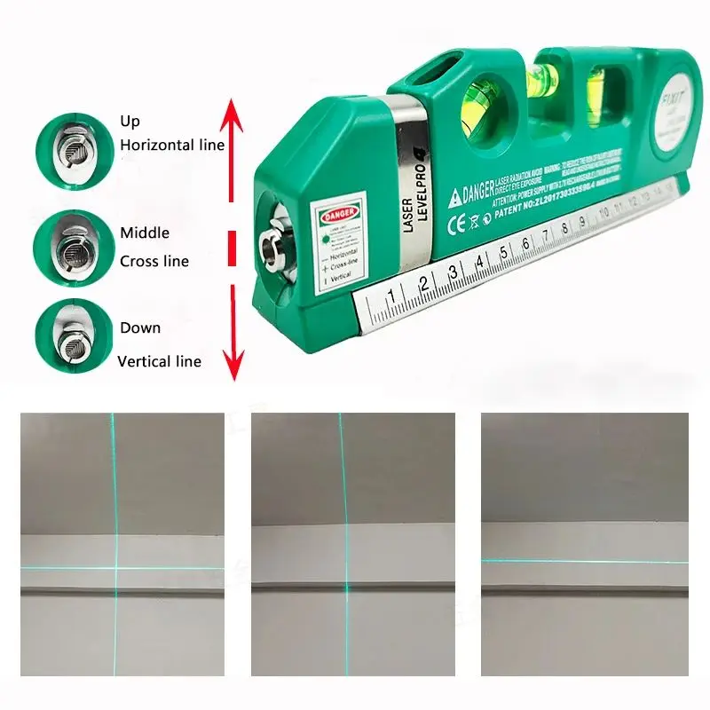 Green Lazer Level Rechargeable Scale Measurement Tape Measure Building ...