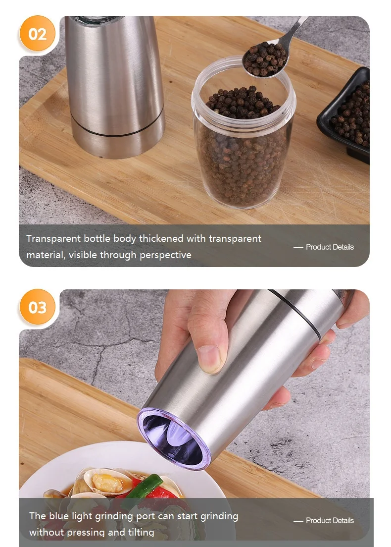Kitchen Adjustable Coarseness Gravity Electric Automatic Spice Mill ...