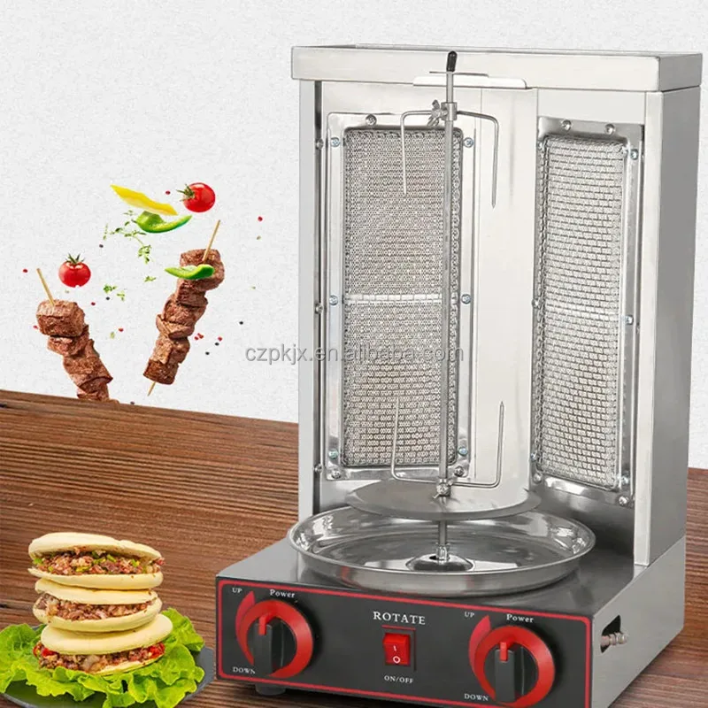 Mid East BBQ Grill Machines Gas LPG Shawarma Machine Double Burner Auto ...