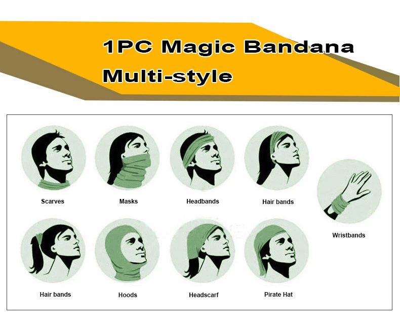 Custom Sublimation Polyester Multifunctional Magic Bandana Headband Elastic Polar Face Bandanas ...