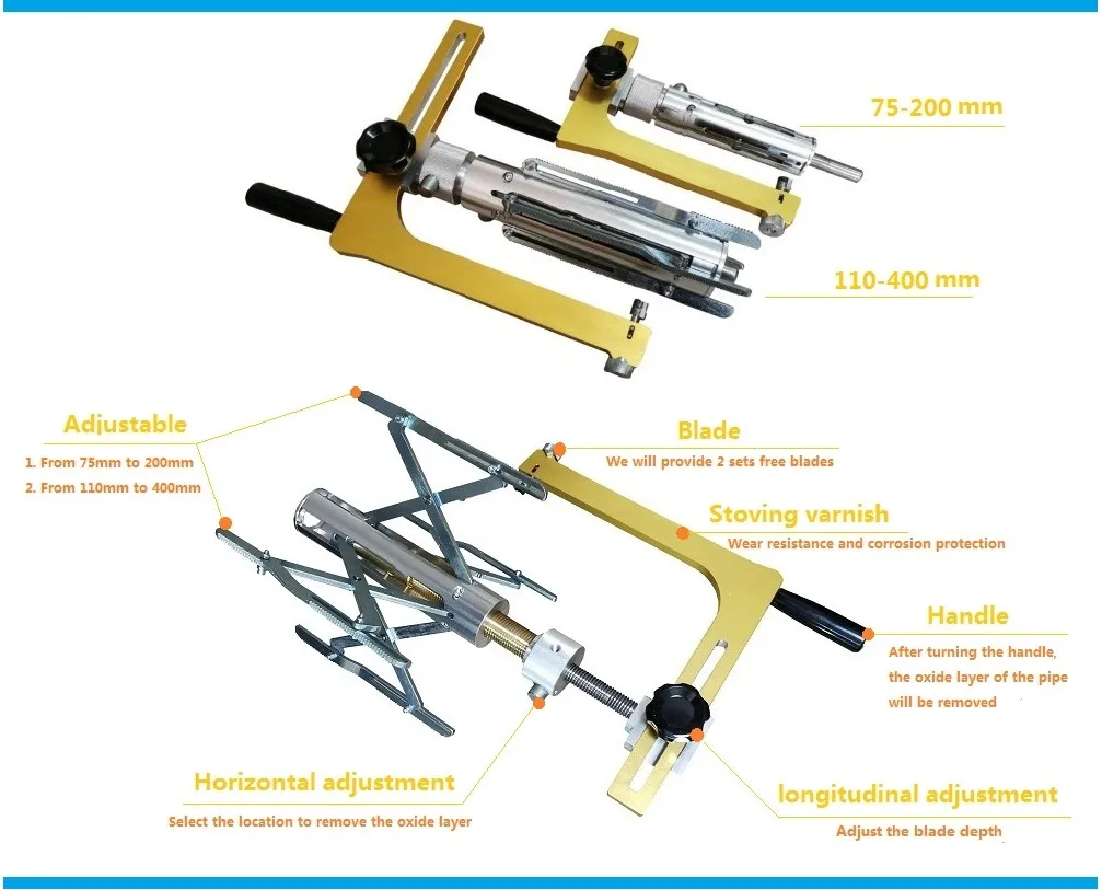 400mm Rotating Poly Eletrofushinon Hdpe Pipe Scraper Layer Peeling ...
