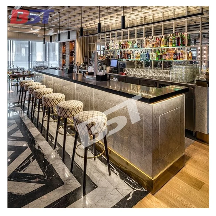 Customizable Commercial Cafe Wine Bar Counters - Durable & Stylish