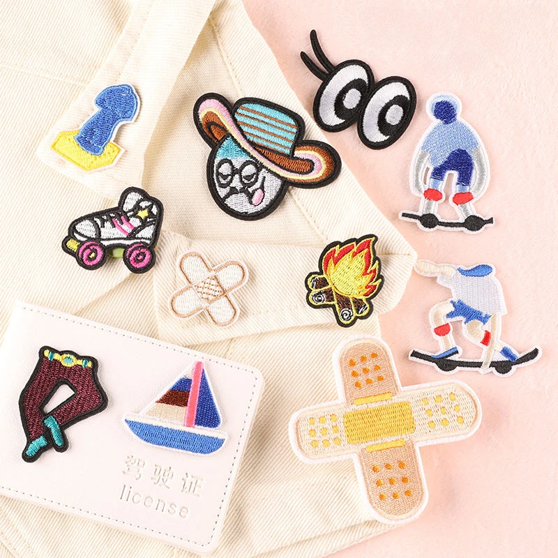 Computer Embroidered Sports Series Roller Skating Sailboat Iron On ...