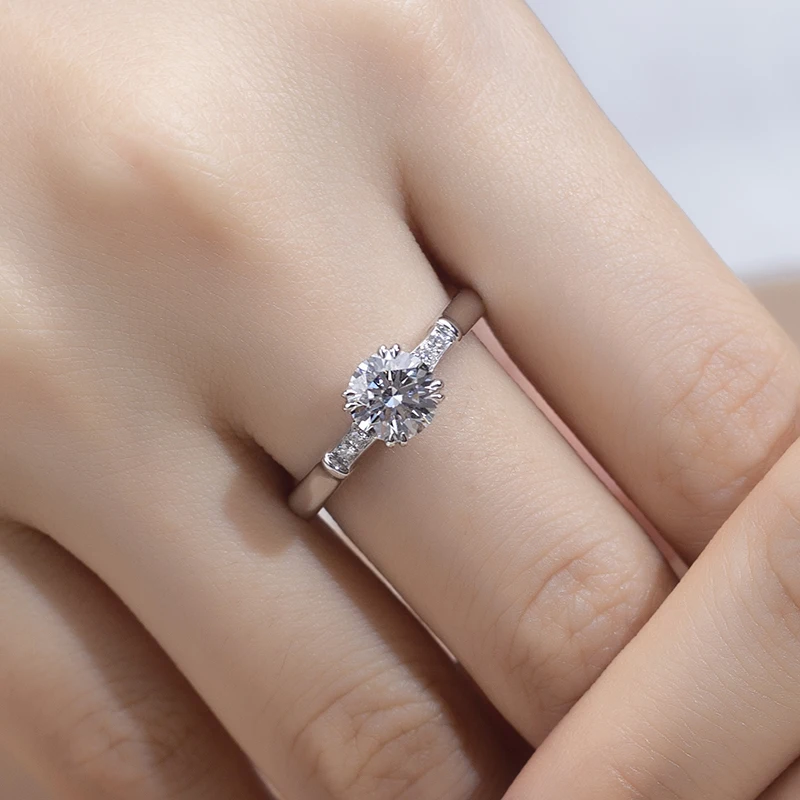 Messi Jewelry 18k Solid Gold 1ct Lab Diamond Ring Luxury