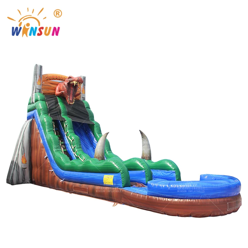Inflatable Jurassic Rush Water Slide Dinosaur Water Slide With Pool For ...