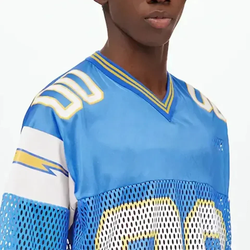 Custom Logo Print Polyester Men Football Shirt Patchwork Mesh Tops Quick Dry Rugby Jersey T ...