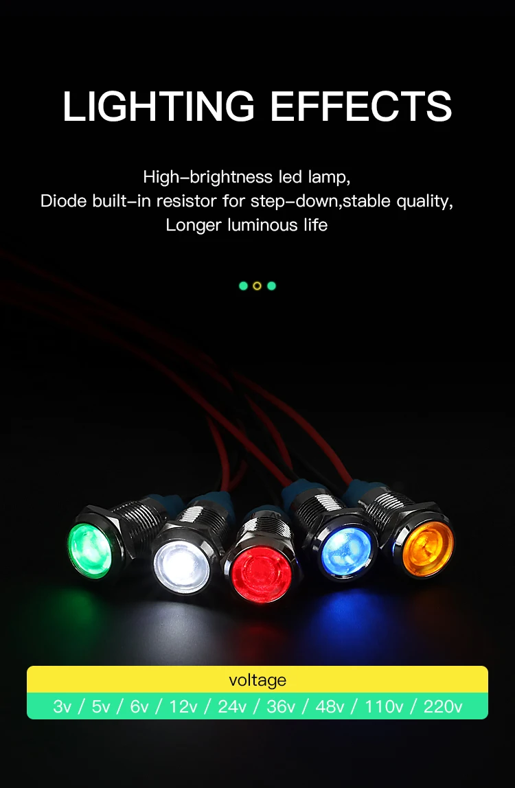 6mm 8mm10mm 12mm 12v 24v LED Indicator Light Panel - 220v