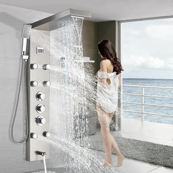 Luxury Shower Plate Bathroom Wall Mounted Stainless Steel Waterfall ...