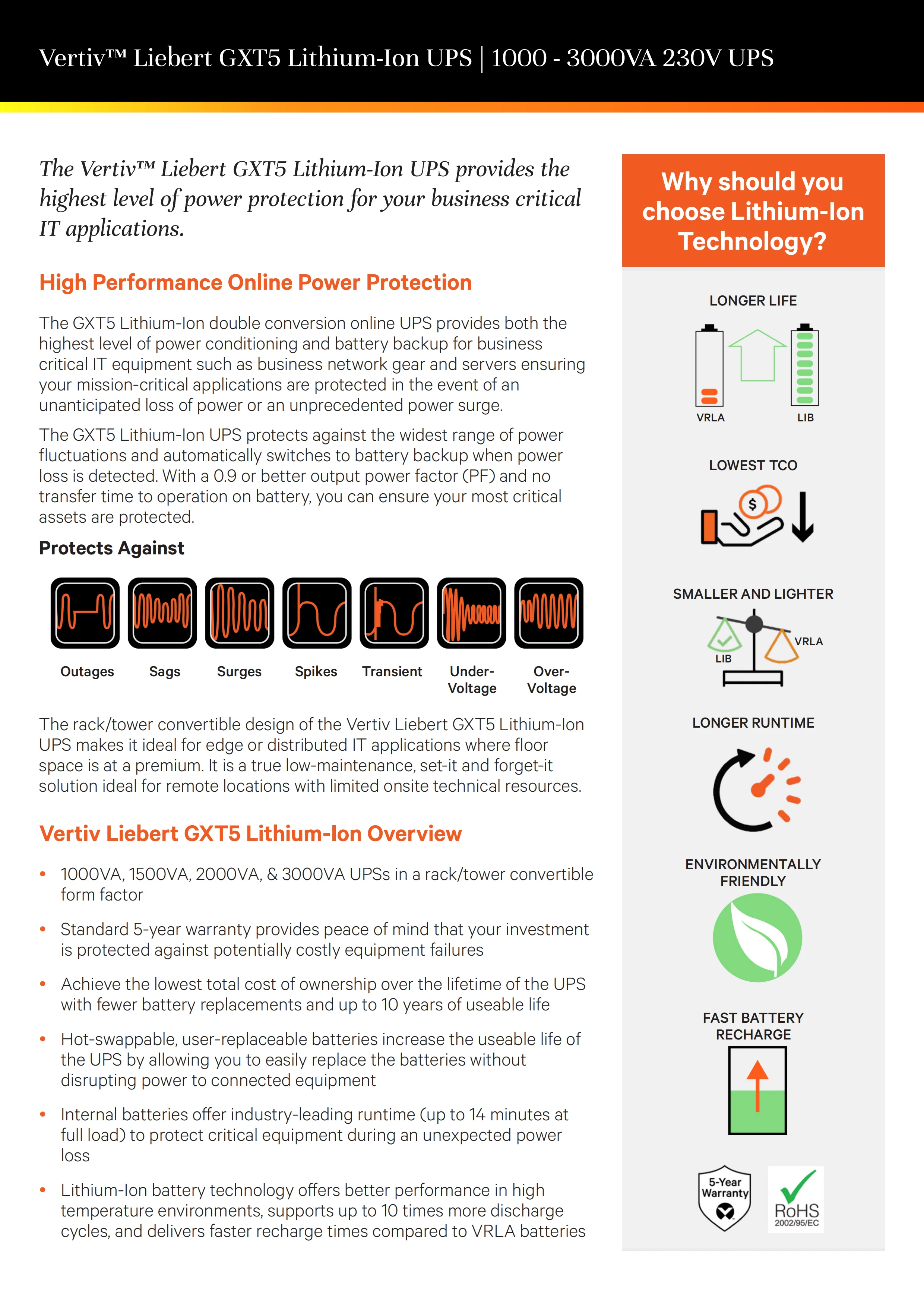 Emerson Vertiv Liebert GXT5 2000VA UPS - Reliable Power Protection