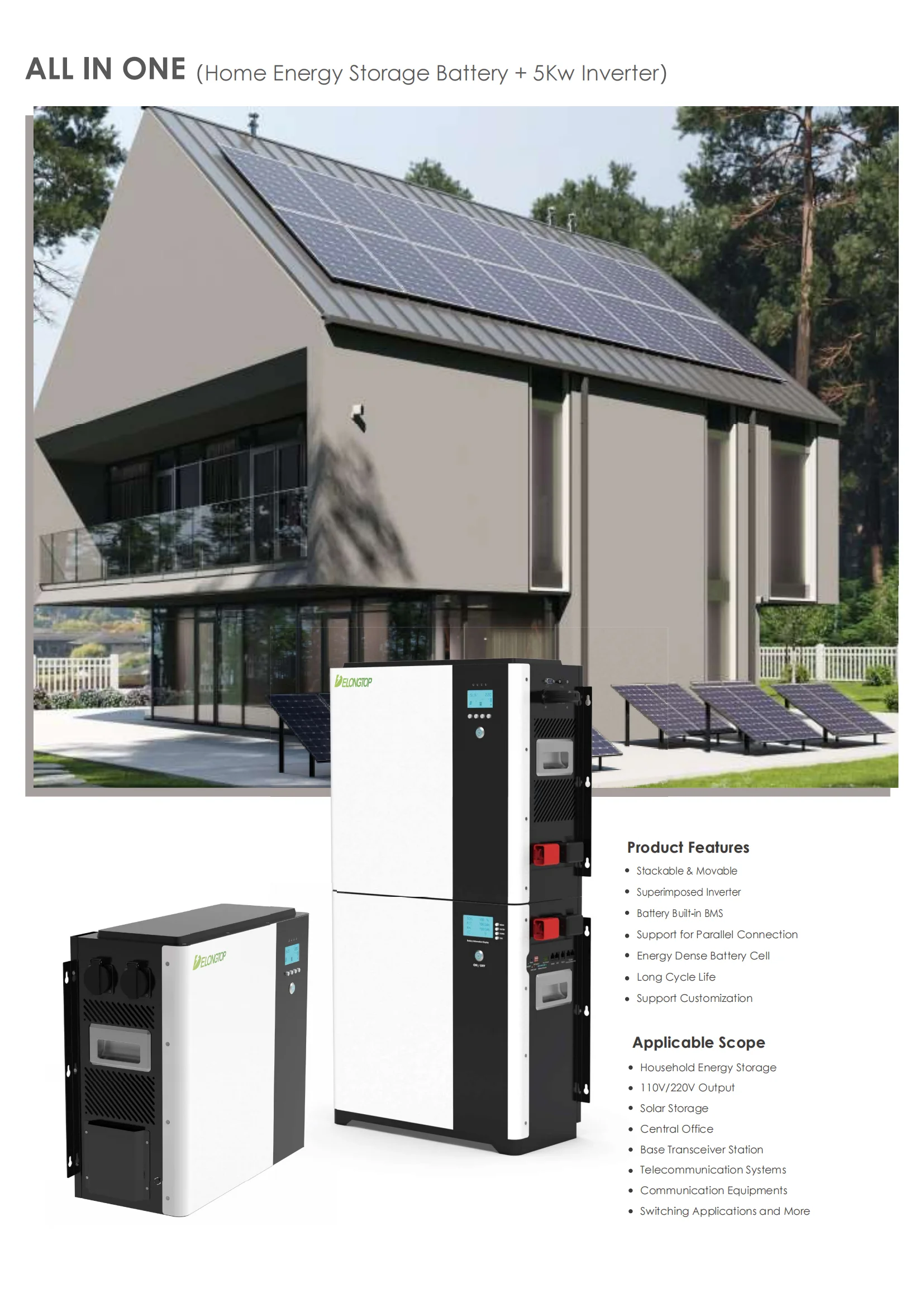 All in One Solar Power System - 51.2V 100ah Battery