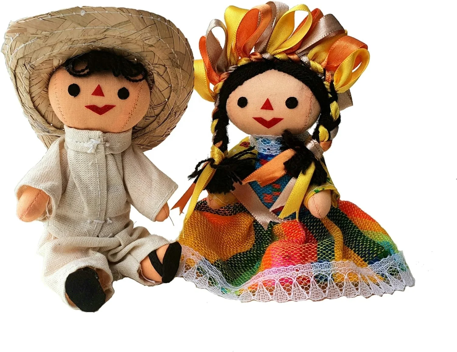Mexican Handmade Traditional Rag Couple Dolls - 5 inches rag dolls with ...